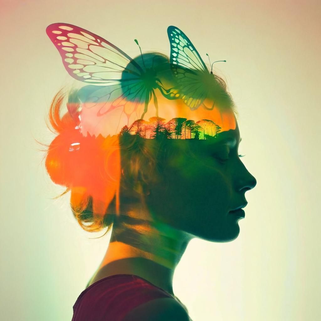 psychedelic colorful silhouette fairy double exposure Andreas Lie Luke ...