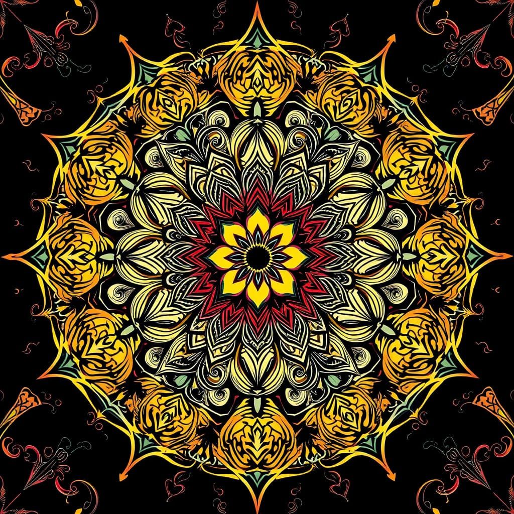 Elegant Japanese Mandala with Cherry Blossoms and ... - AI Art