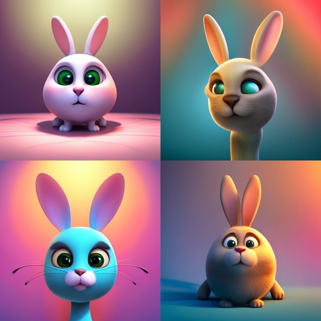cute bunny face in doubt pixar style - AI Generated Artwork - NightCafe ...