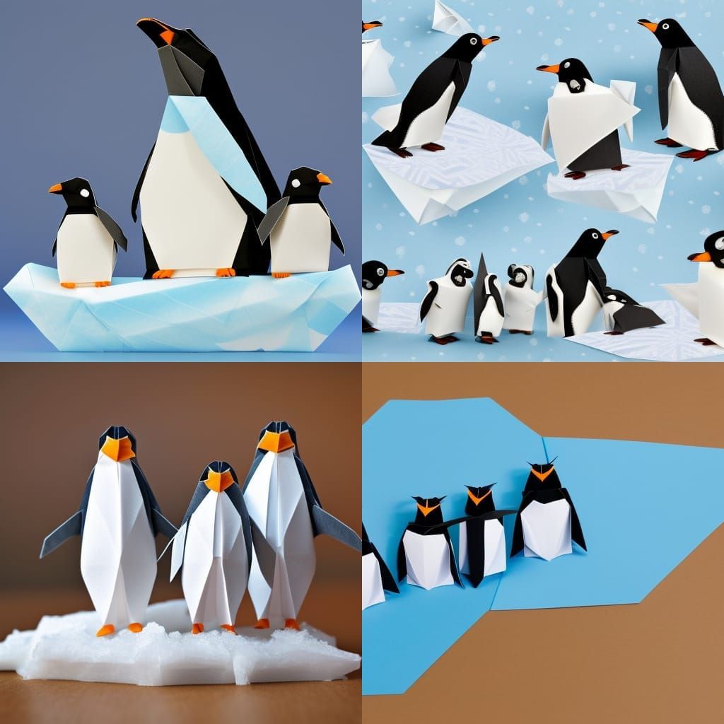 Origami Penguins - AI Generated Artwork - NightCafe Creator