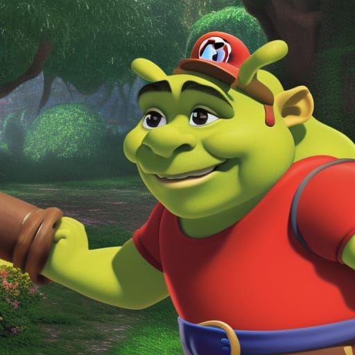 shrek dressed as mario - AI Generated Artwork - NightCafe Creator
