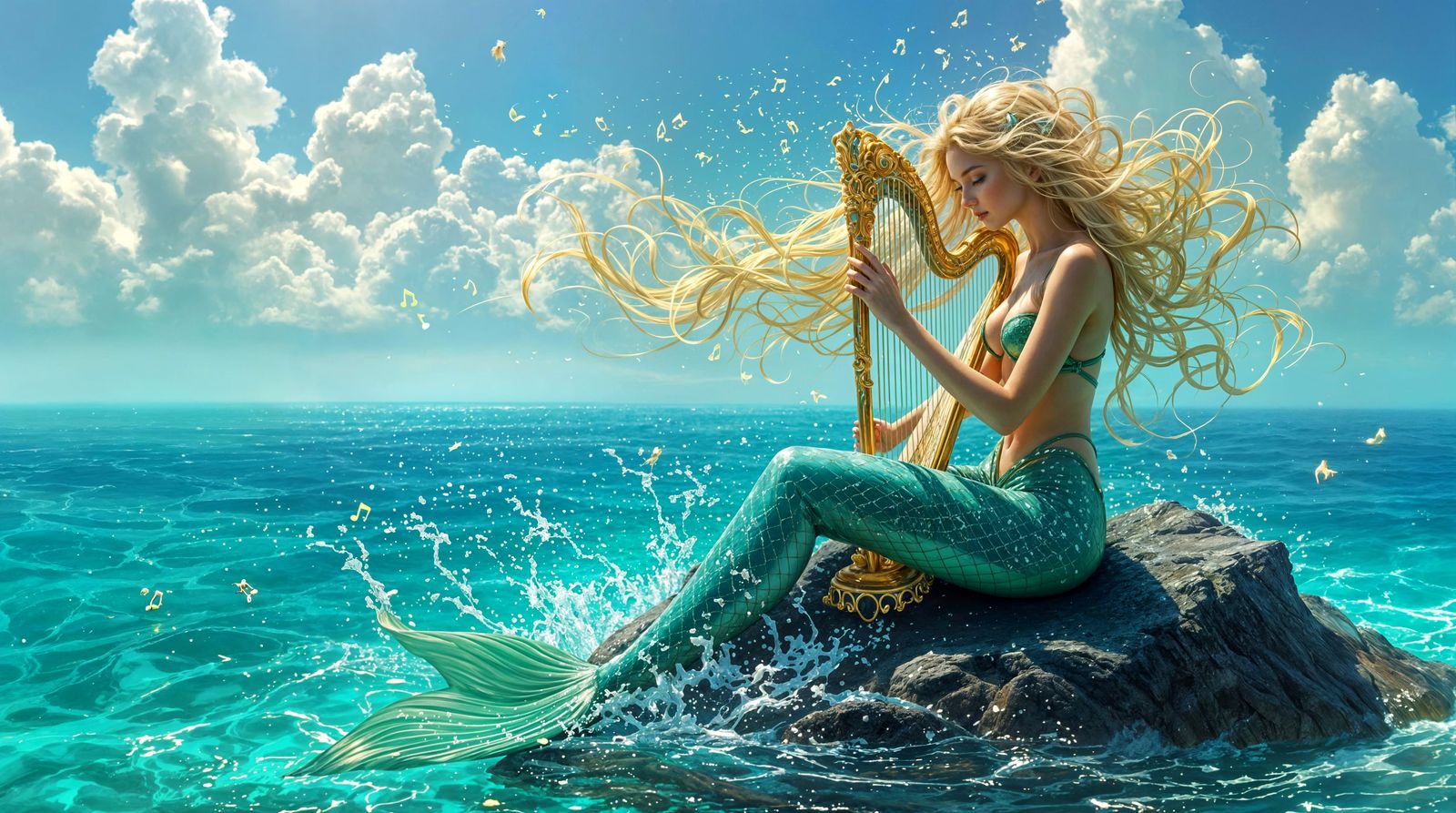 Magical Siren - Siren Goddess in Ethereal Oceanic Splendor