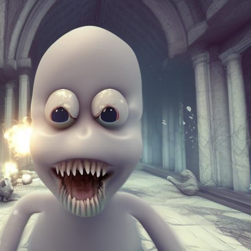 Ugly ghost with an ugly face and a booger background eating nasty ugly ...