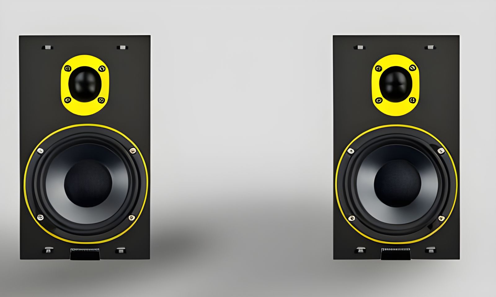 identical pair of black-and-yellow audio speakers - AI Generated ...