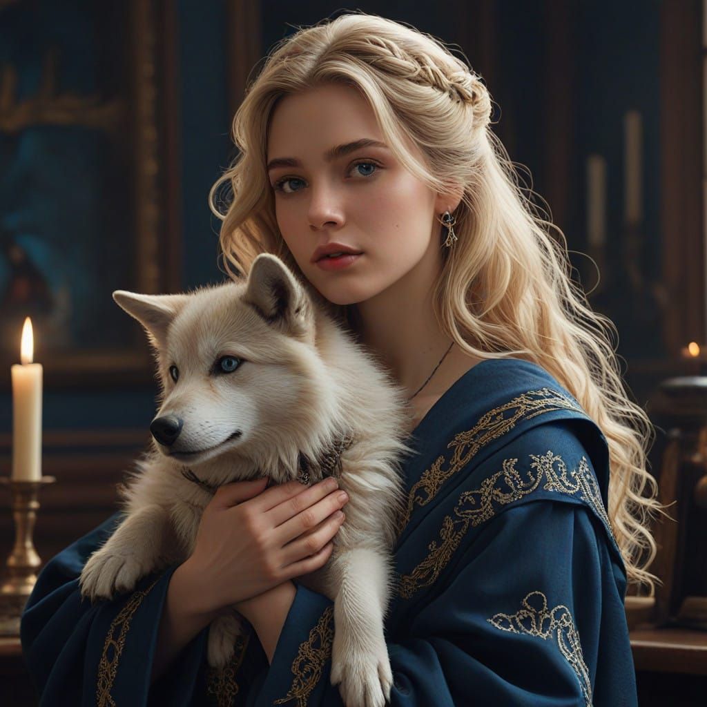 Ravenclaw and Wolf - Whispering Wisdom in Richly Detailed Fa...