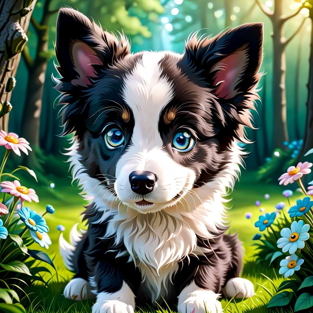 Chibi border collie puppy - AI Generated Artwork - NightCafe Creator