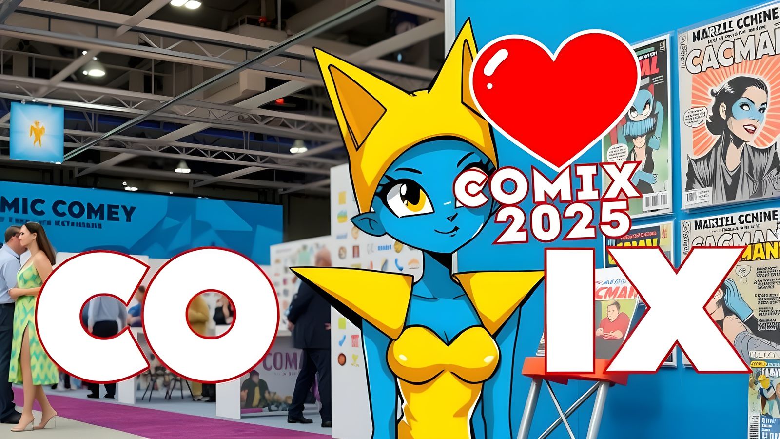 COMIX 2025 - Futuristic Comic Book Convention Scene in Vibra...