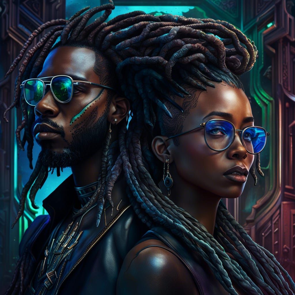 Hyperrealistic, futuristic, album artwork cover, Black Man with ...