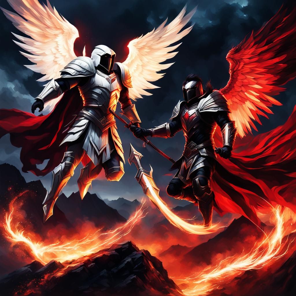 A archangel fighting a fallen archangel - AI Generated Artwork ...