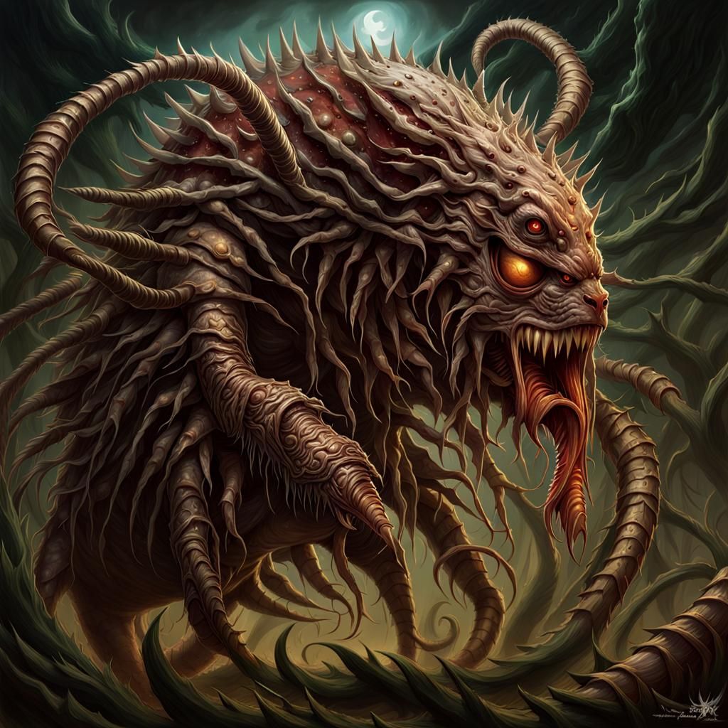 "Faith Defiler" Maggot creature splash art with EXTREME details and ...