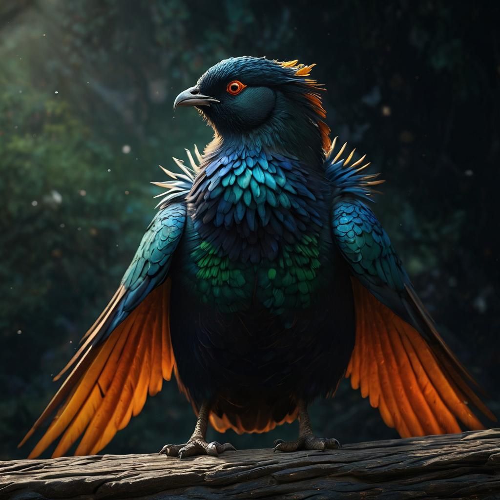 Dancing bird - Shimmering Himalayan Monal in Cyberpunk Conce...