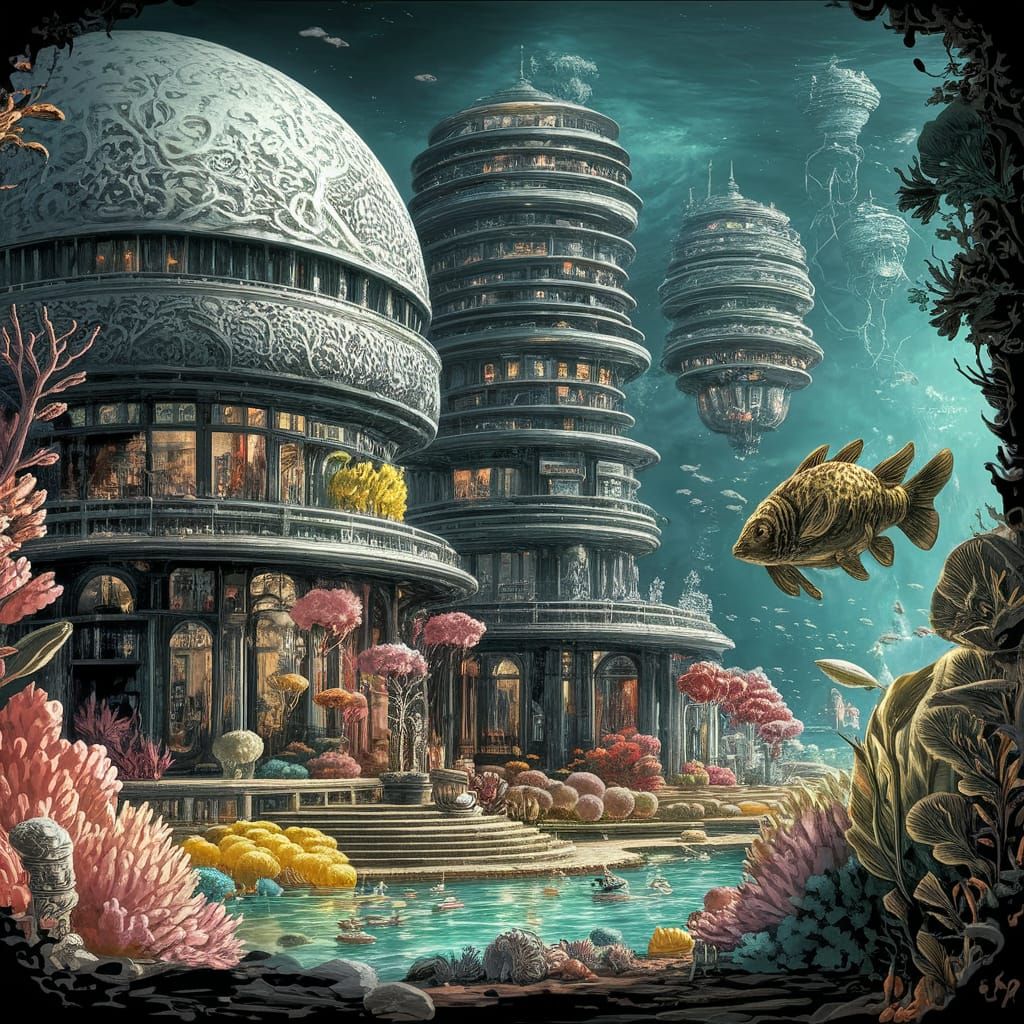 Vibrant Underwater Utopia in Ephemeral Perspex - AI Art