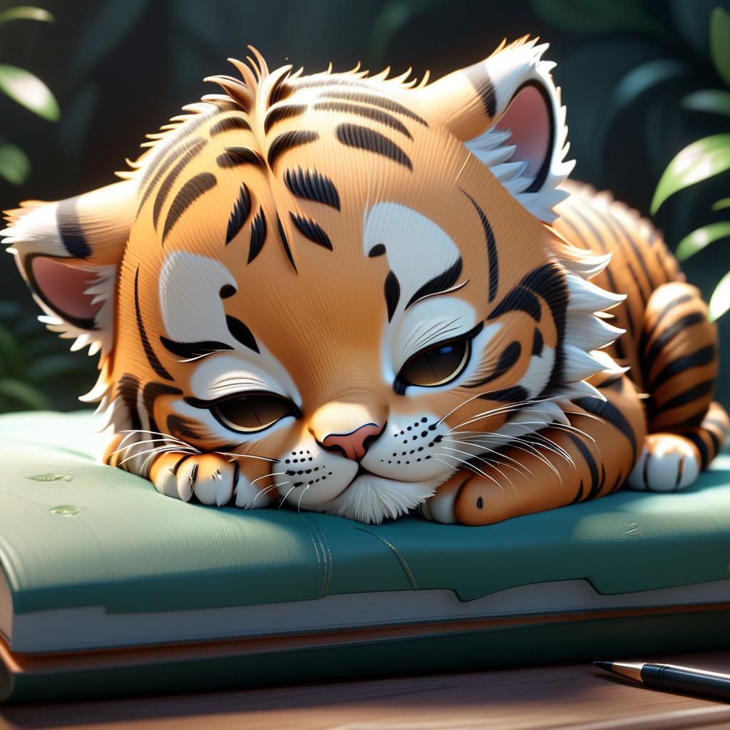 Sleepy Tiger Baby - AI Generated Artwork - NightCafe Creator