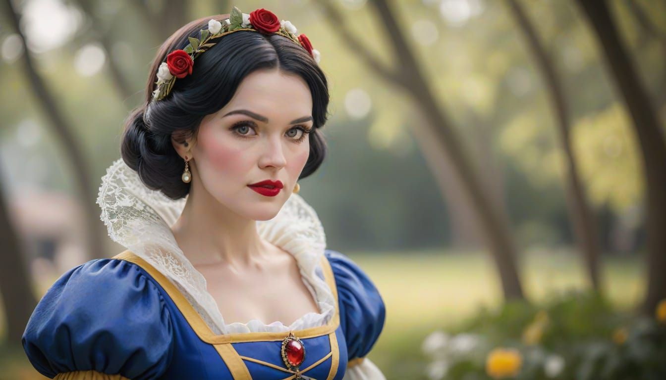 Vibrant Portrait of Snow White in Edwardian Attire - AI Art