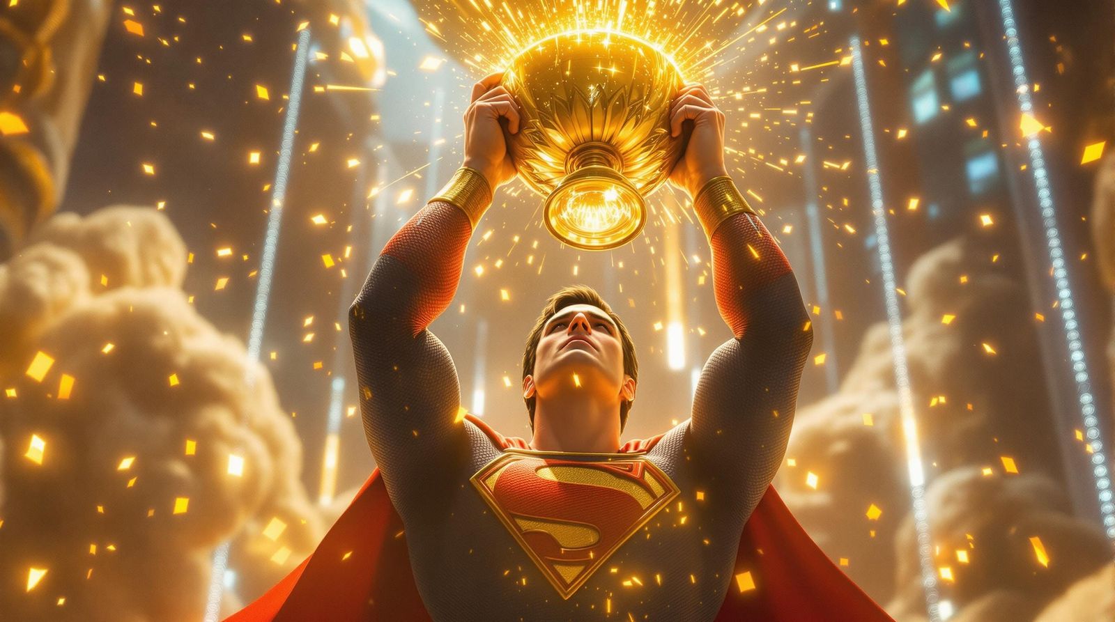 Superman in a Glowing Holographic Krypton Landscap... - AI Art