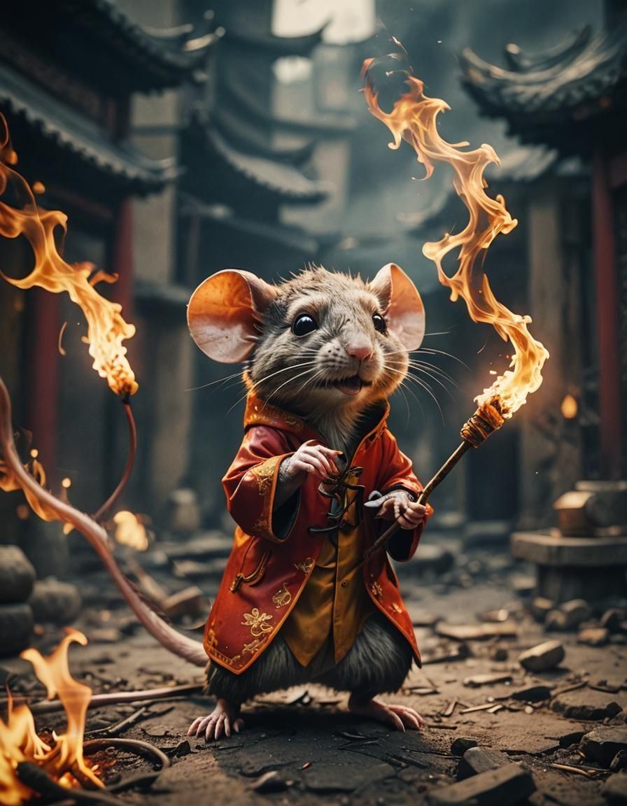 Fire Rat Warrior - AI Generated Artwork - NightCafe Creator