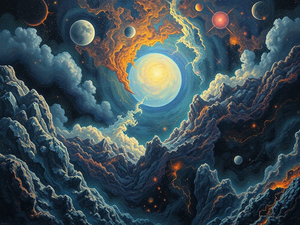 Ethereal Metaphysical Realm in Glowing Etched Sple... - AI Art