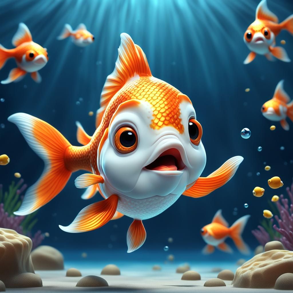 Happy Chibi Gold Fish - AI Generated Artwork - NightCafe Creator