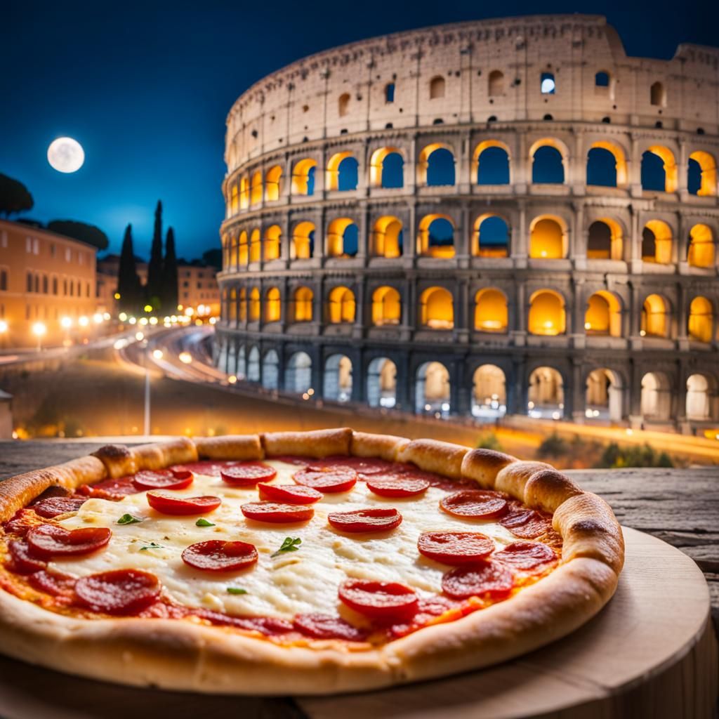 Pepperoni Pizza w/Colosseum of Rome [ITA] - AI Generated Artwork ...