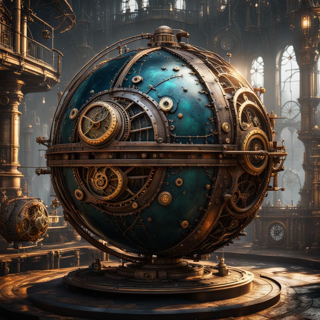 Steampunk Sphere - AI Generated Artwork - NightCafe Creator