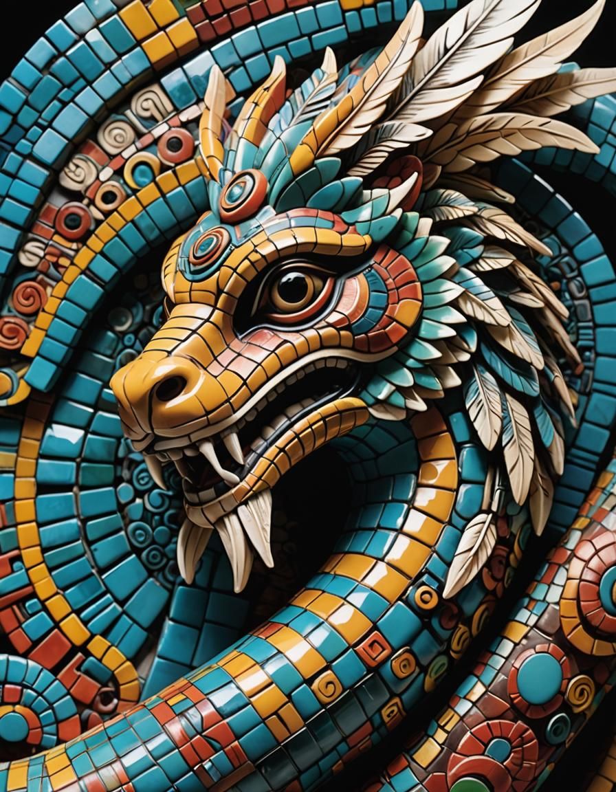 Aztec Plumed Serpent Sculpture - AI Generated Artwork - NightCafe Creator