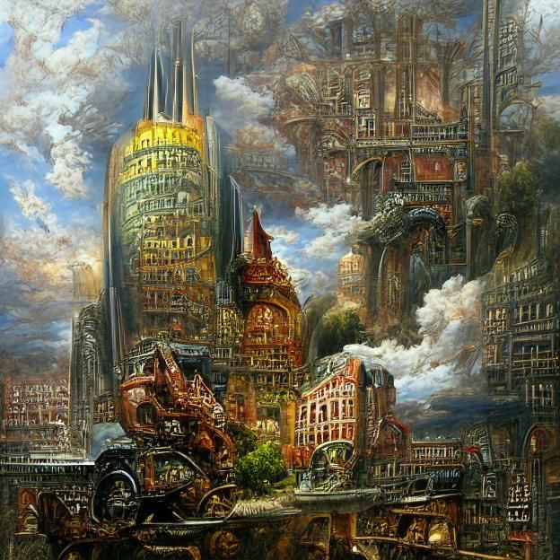 Decopunk City Evolution 1 - AI Generated Artwork - NightCafe Creator