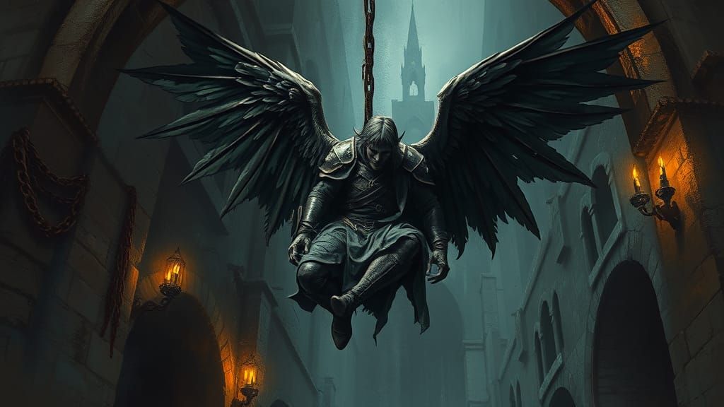 Dark Fantasy Angel in Chains - AI Art