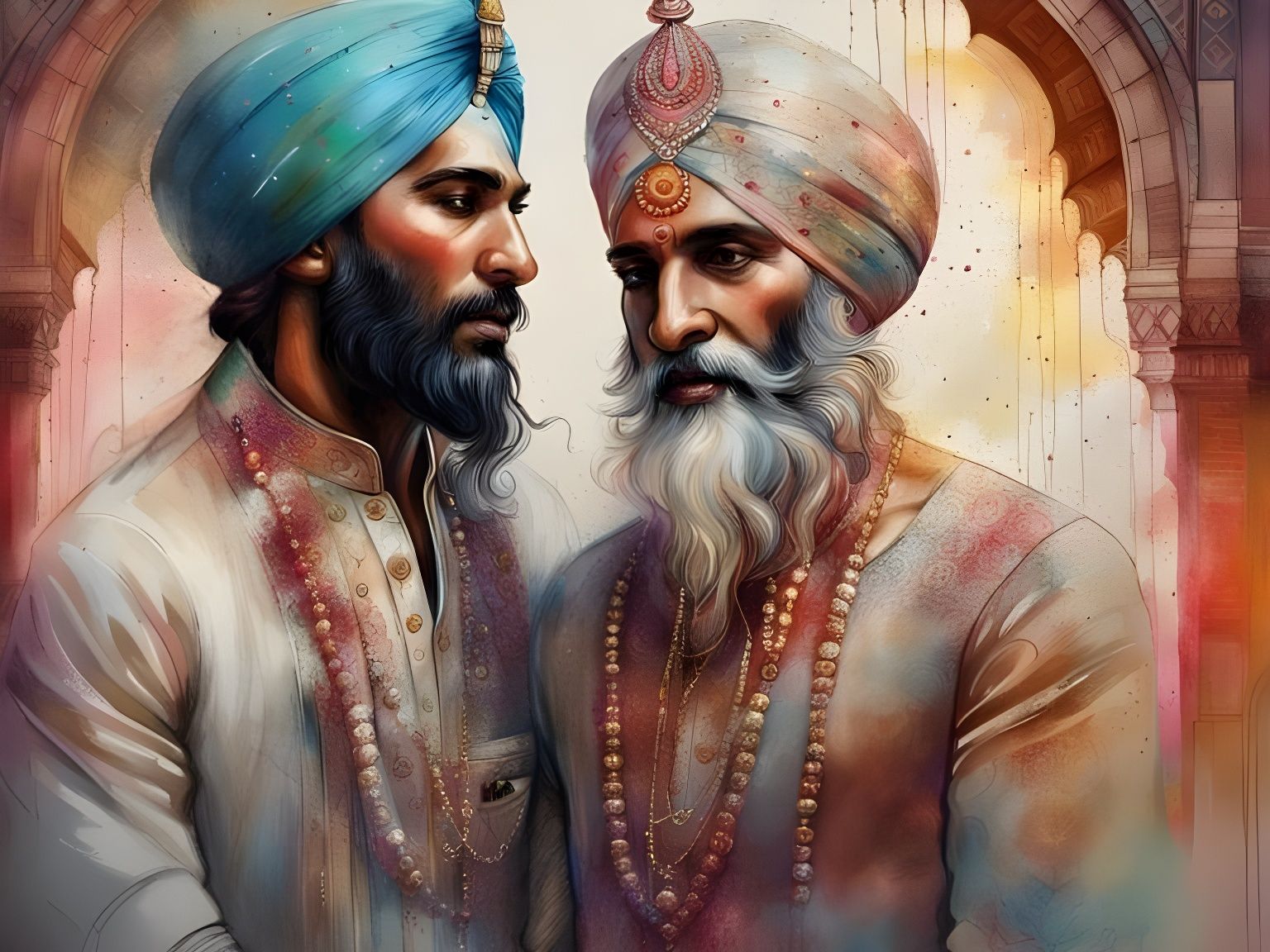 Traditional Sikh Father And Son - AI Generated Artwork - NightCafe Creator