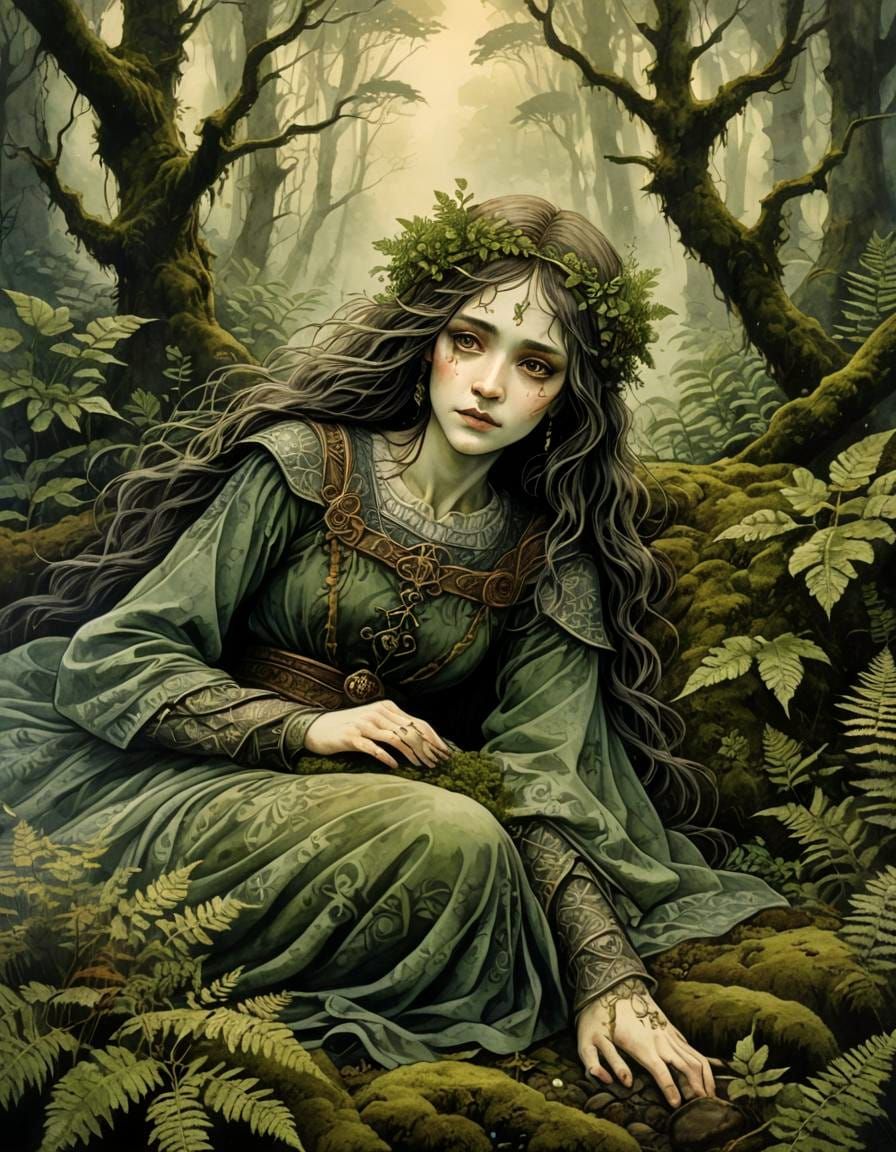 A miserable dryad hiding from the woodchoppers