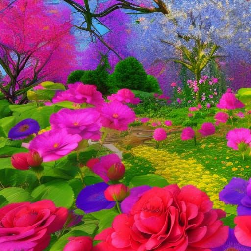 Flowers in a Spring Garden - AI Generated Artwork - NightCafe Creator
