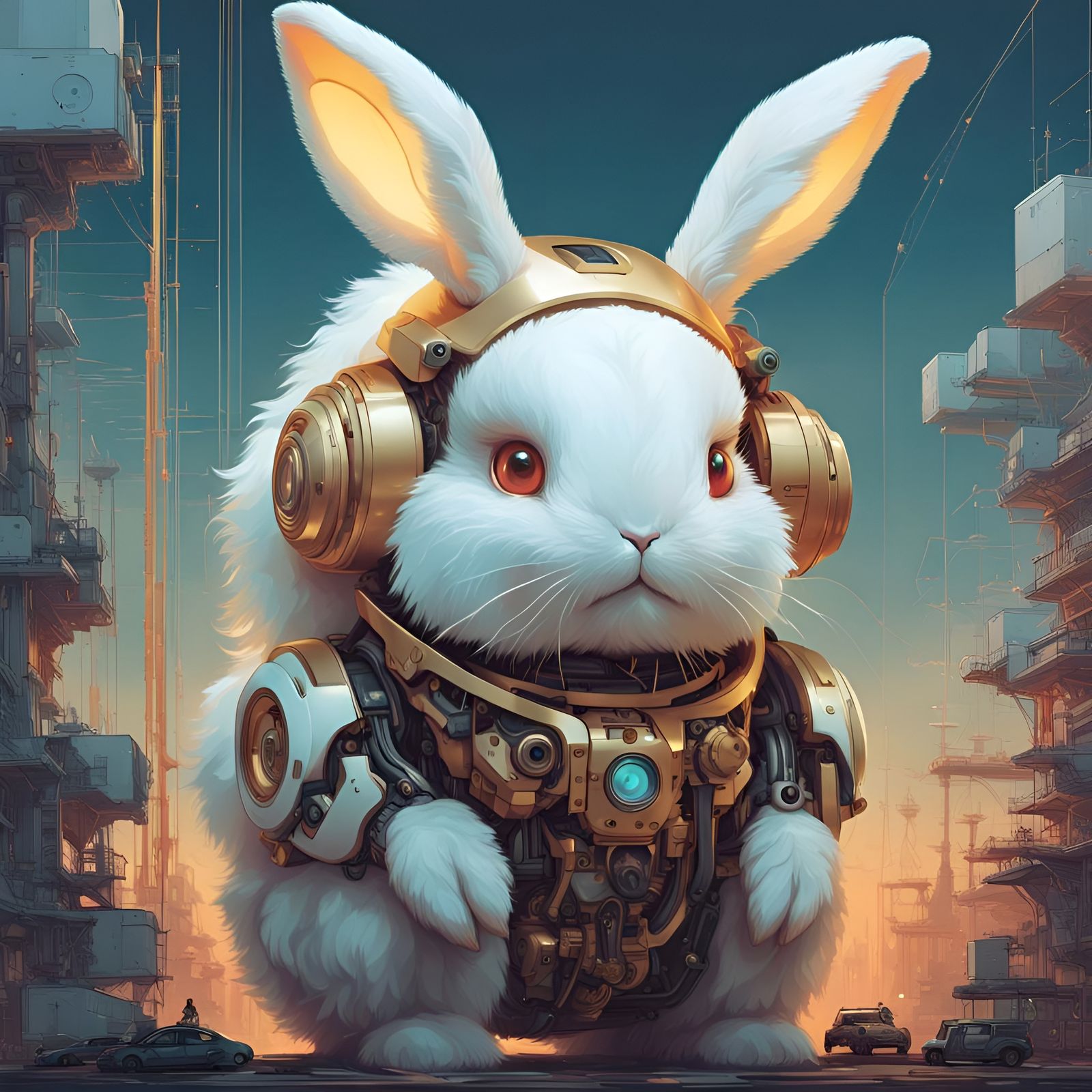 Robotic Rabbit 🩵🐇 *2x* - AI Generated Artwork - NightCafe Creator