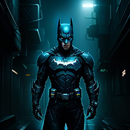 Cyberpunk Vampire-Batman in Dark Alleyway - AI Art