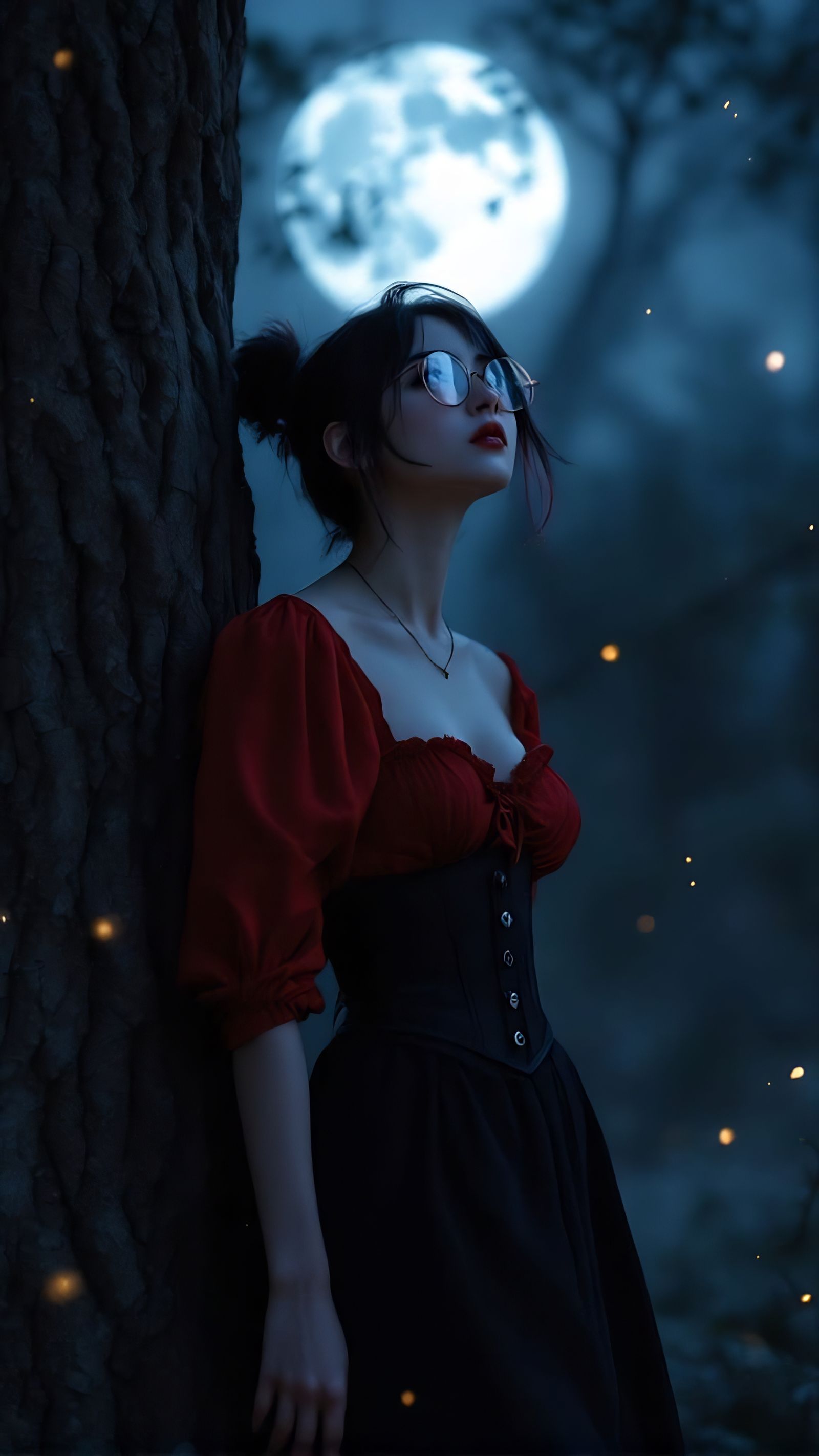 Ethereal Emo Goddess Under Moonlight