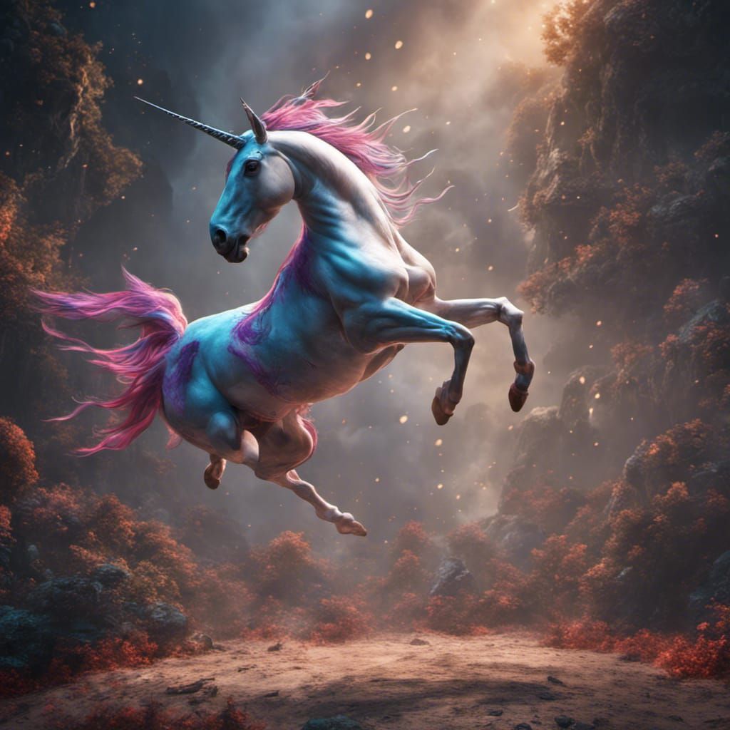 Unicorn doing a backflip - AI Generated Artwork - NightCafe Creator