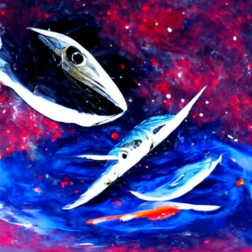 flying fish in space painting - AI Generated Artwork - NightCafe Creator