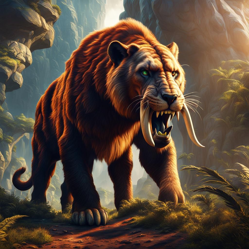 saber tooth tiger 02 - AI Generated Artwork - NightCafe Creator
