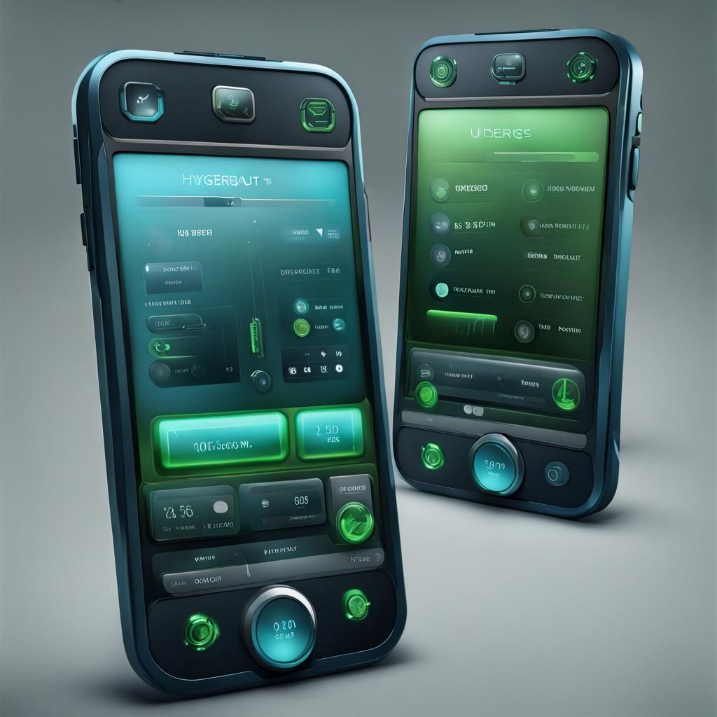 a professional user interface design, mobile phone format, greens and ...