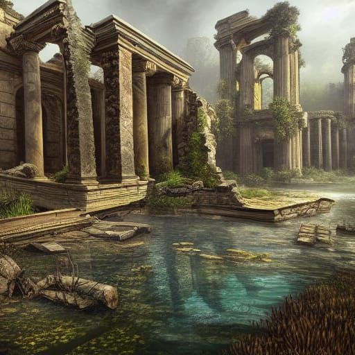 Lagoon ruins - AI Generated Artwork - NightCafe Creator