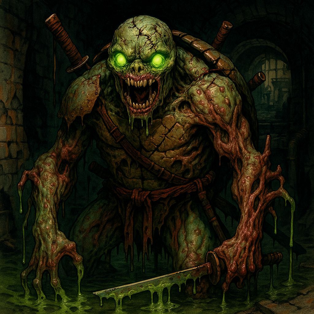 Grotesque Mutant Turtle in Post-Apocalyptic Sewer - AI Art