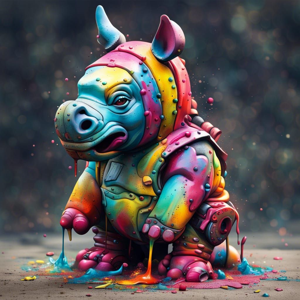 Recyclable Metal Scraps Splatter Sculpture of a Chibi Rhino - AI Generated Artwork - NightCafe ...