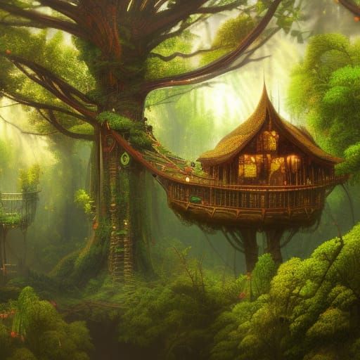Majestic treehouse #7 (prompt after the competition) - AI Generated ...