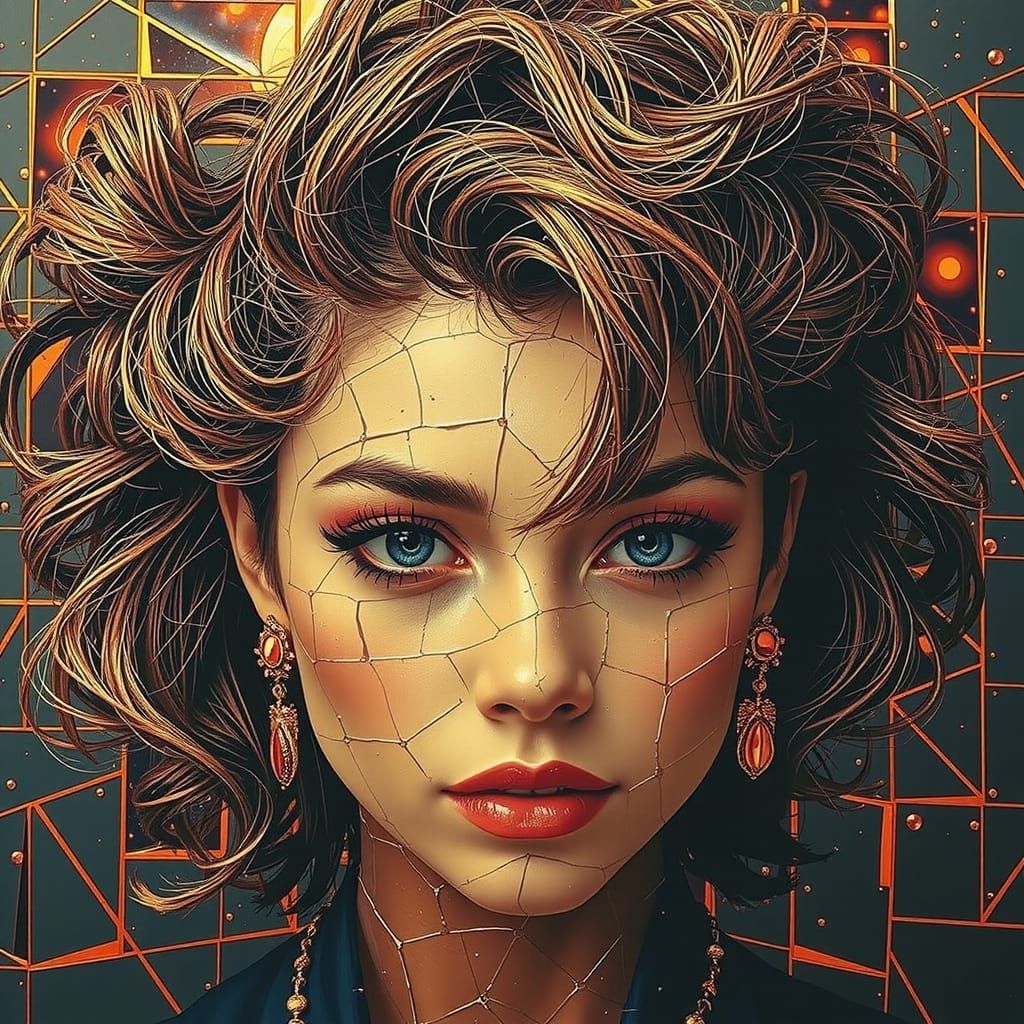 Infinite Geometric Reflections in Vibrant Colors - AI Art