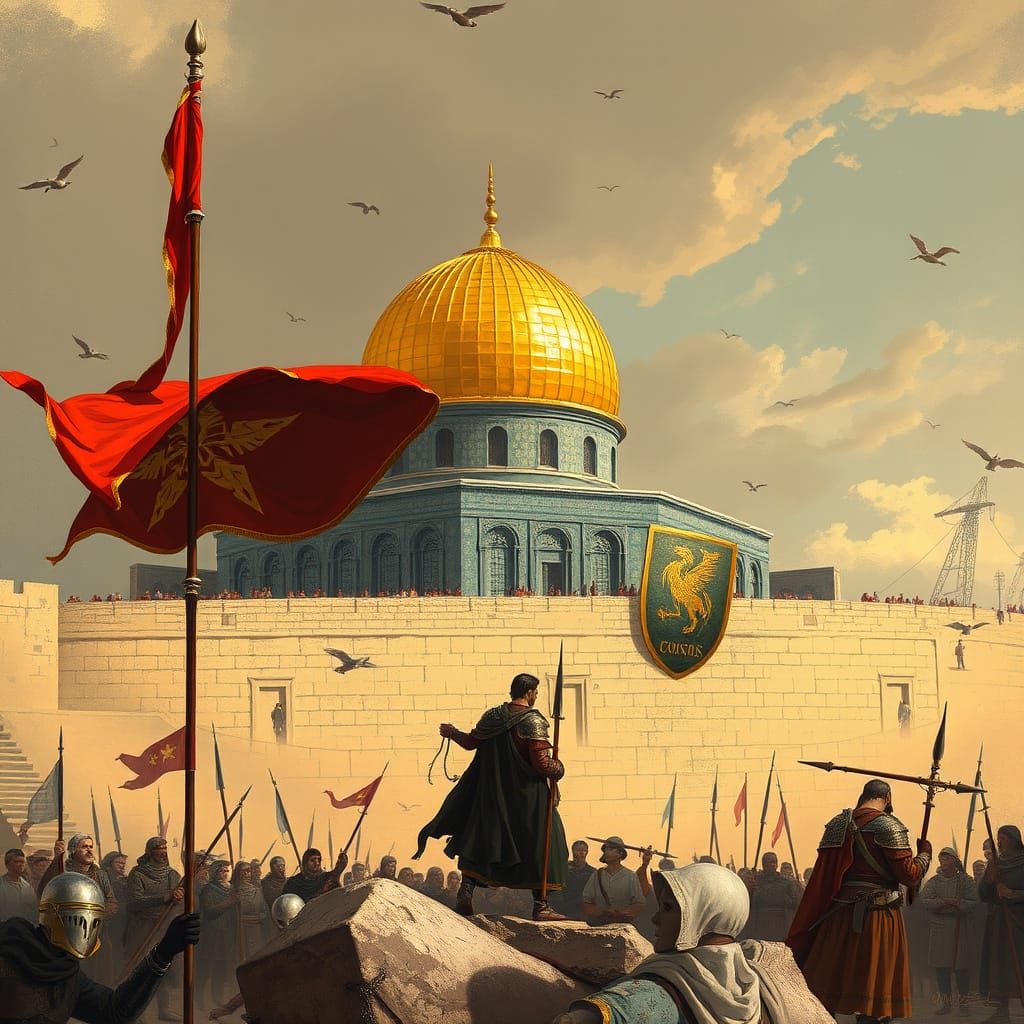 Knight Charging to Jerusalem in Medieval Armor - AI Art