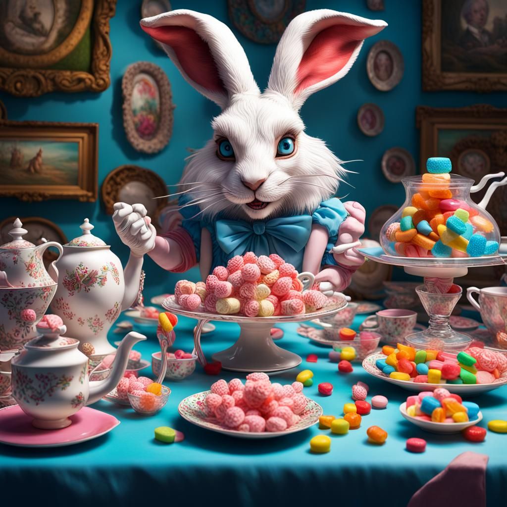 White Rabbit Sugar Rush, he's Late for the Date - AI Generated Artwork ...