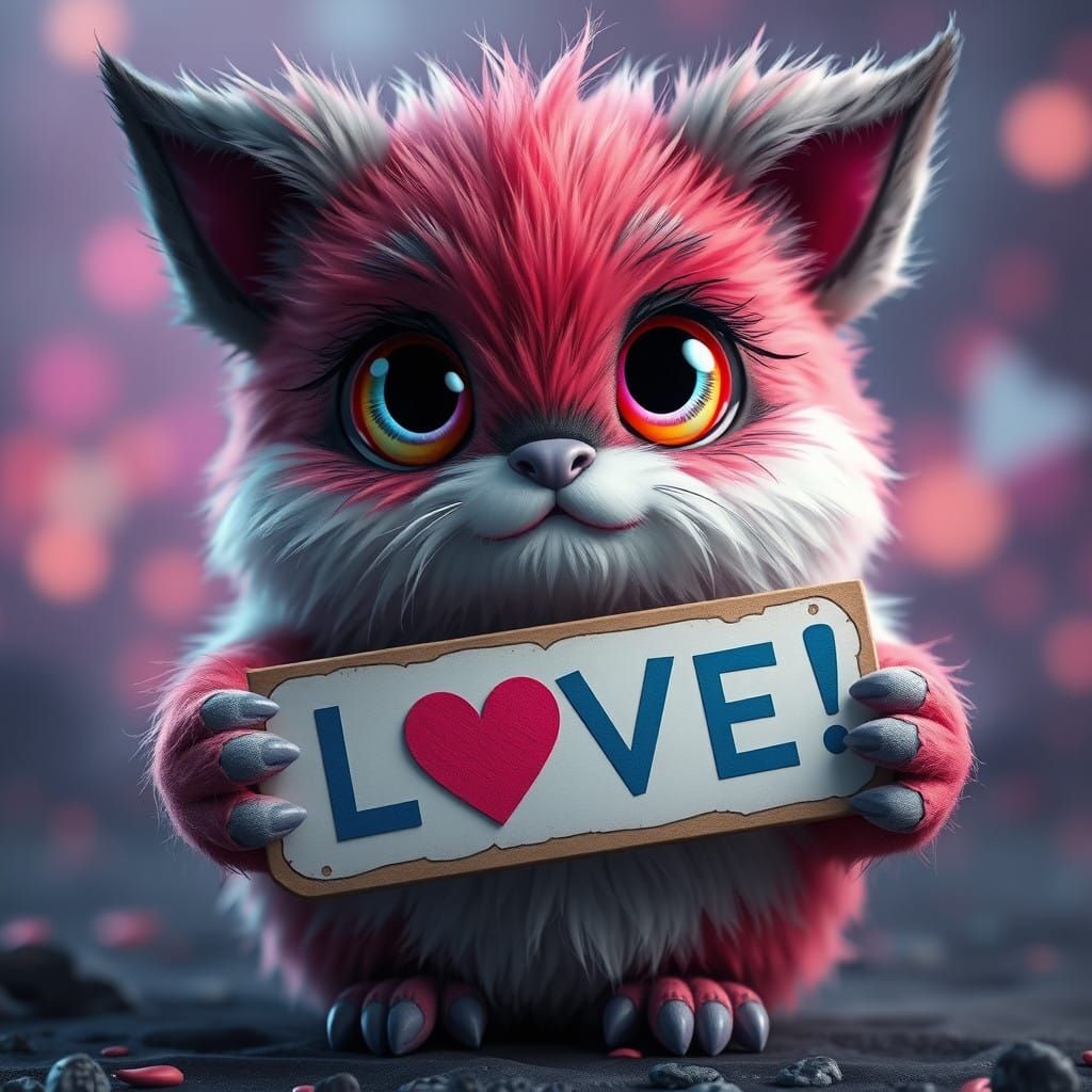Cute Psychic Creature Spreads Love - AI Art