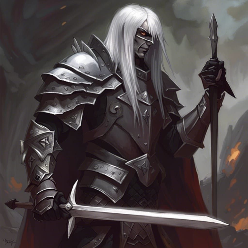 R.A.Salvatore Drow paladin in half-plate armor - AI Generated Artwork ...