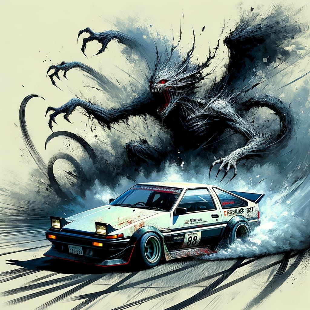 Initial D ae86 trueno Drifting around the corner. Full Color Speedpaint ...