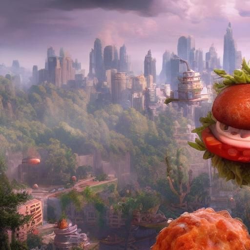 cloudy with a chance of meatballs - AI Generated Artwork - NightCafe Creator