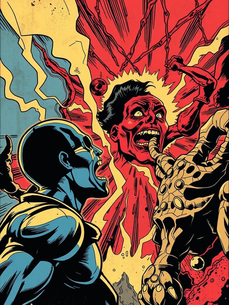 Vibrant Cubist Comic Art Scene - AI Art