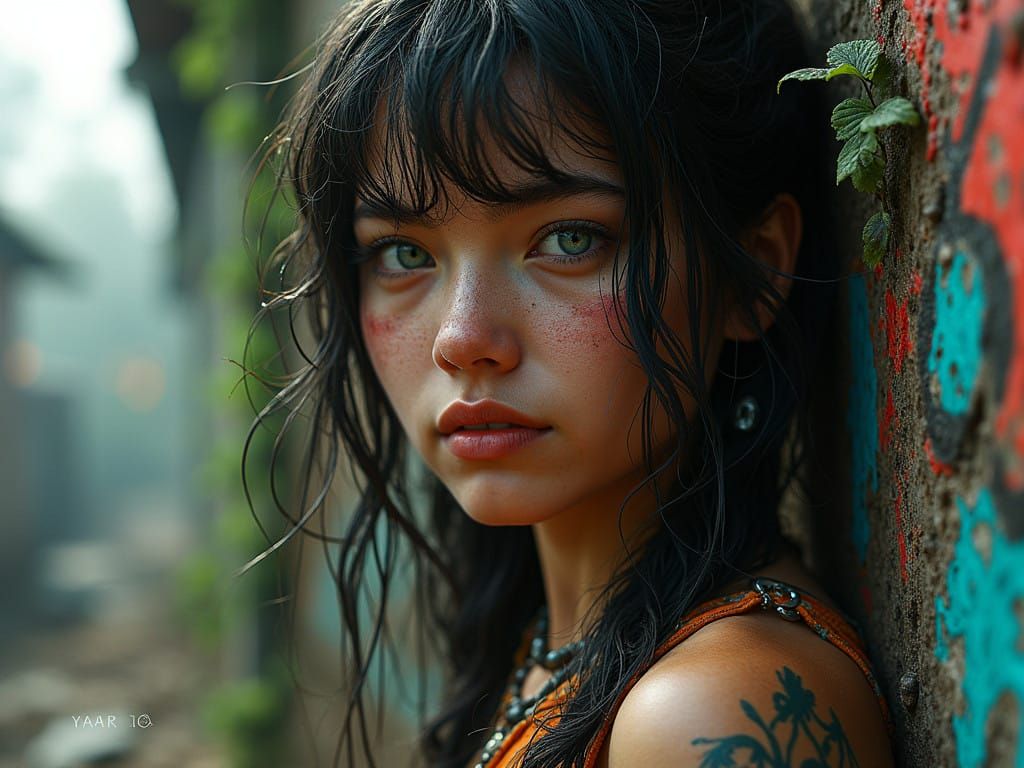 Grunge Jungle Girl - Grunge Fantasy Portrait in Hyper-Realis...